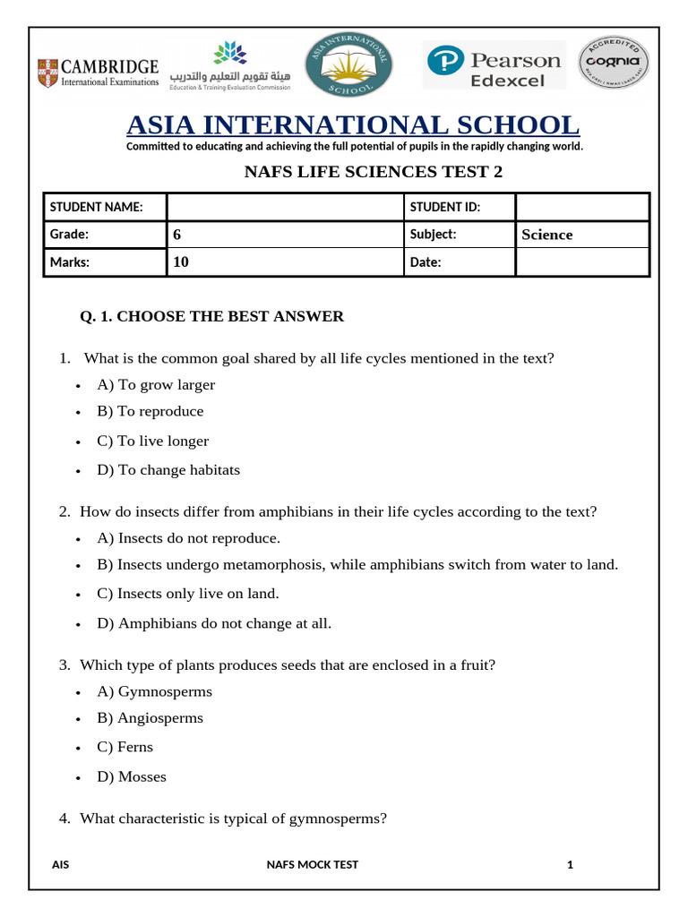 NAFS Life Sciences Mock Test 2 | PDF | Foods | Ecosystem