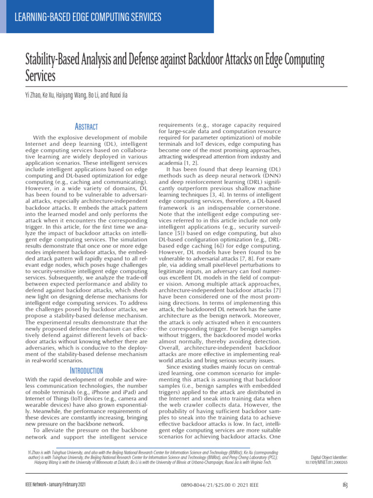 Stability-Based Analysis and Defense Against Backdoor Attacks On Edge ...