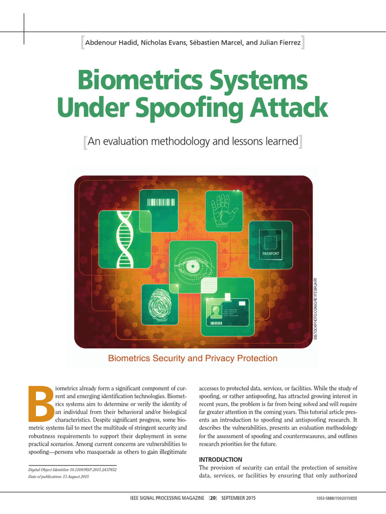 Biometrics Systems Under Spoofing Attack An Evaluation Methodology and Lessons Learned | PDF ...