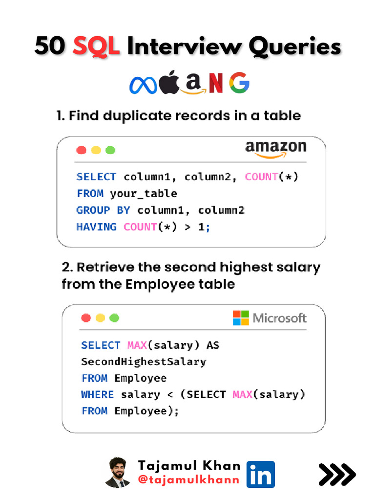50 MAANG SQL Interview Queries | PDF