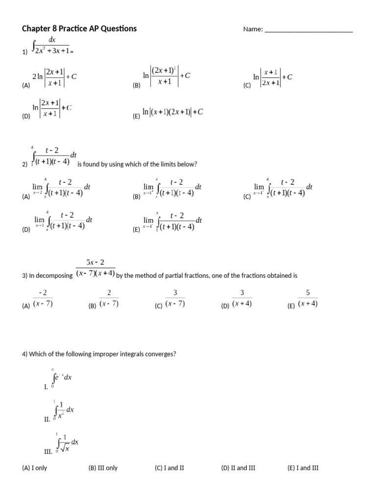 AP Questions Chapter 8 | PDF