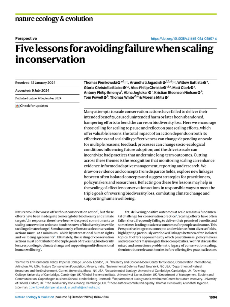 Scaling Conservation Lessons | PDF | Conservation Biology | Ecology