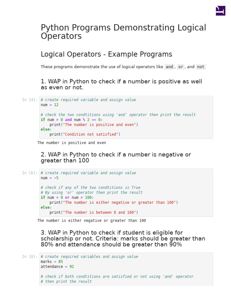 Python Logical Operators | PDF