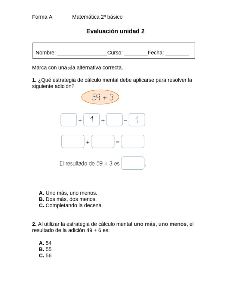 Matematica U2 Fila A | PDF