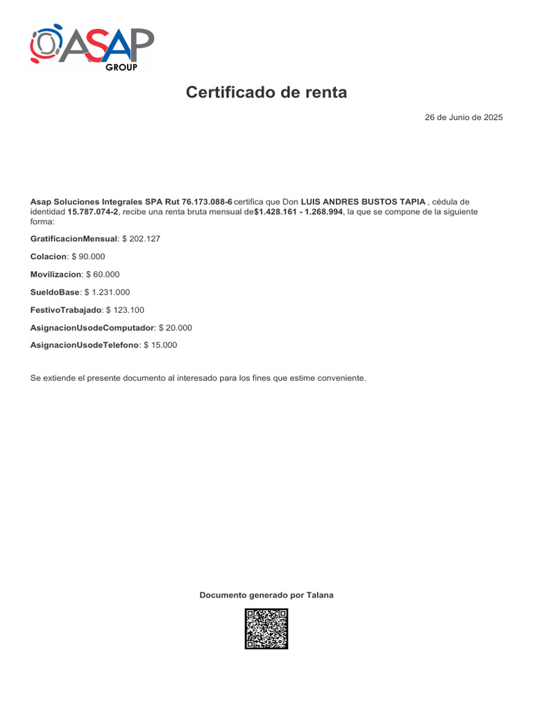 Certificado de Renta | PDF
