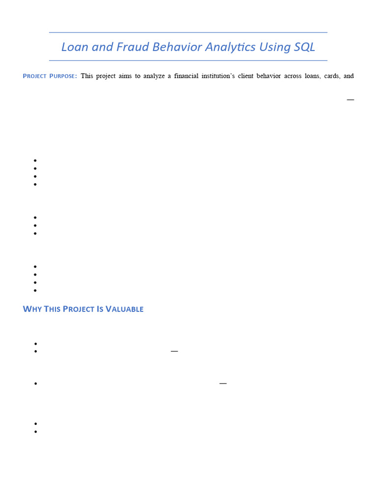 Loan Fraud Detection with SQL Analytics | PDF | Analytics | Data Management