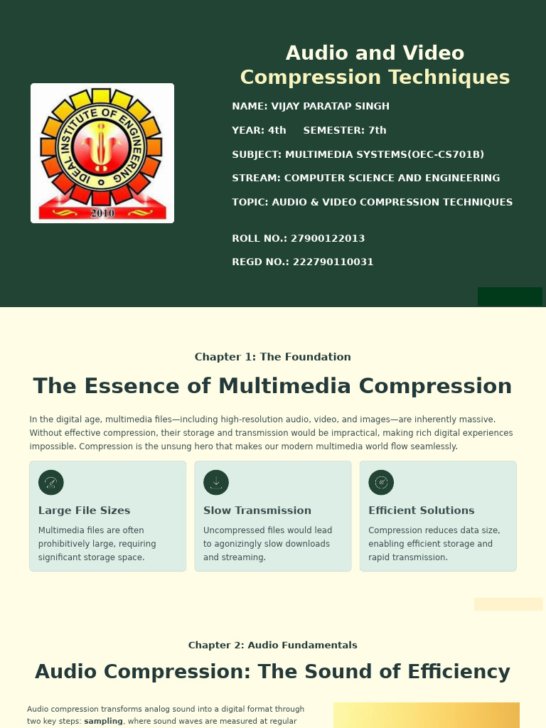 Audio and Video Compression Techniques | PDF | Data Compression | Codec