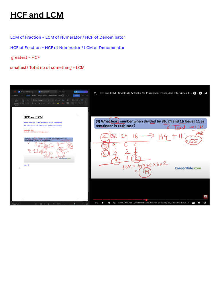HCF and LCM Formulas Explained | PDF