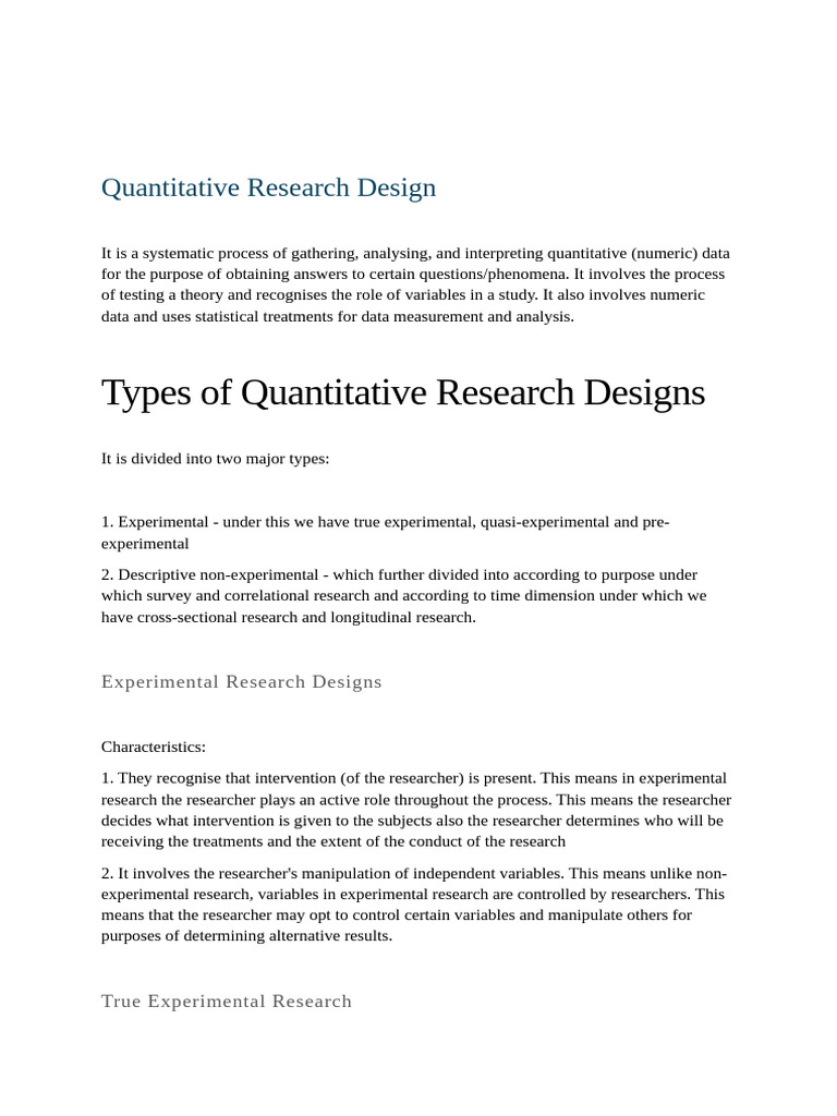 Quantitative Research Design | PDF | Experiment | Research Design