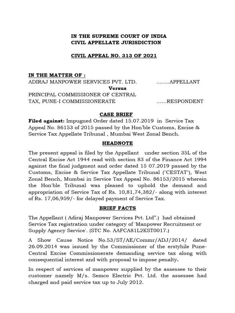 Adiraj Case Brief Final | PDF | Employment | Taxes