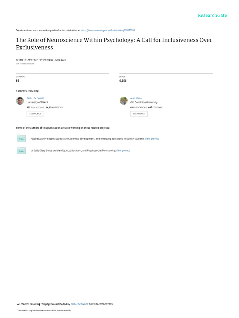 Neuroscience's Role in Psychology Debate | PDF | Psychology | Neuroscience