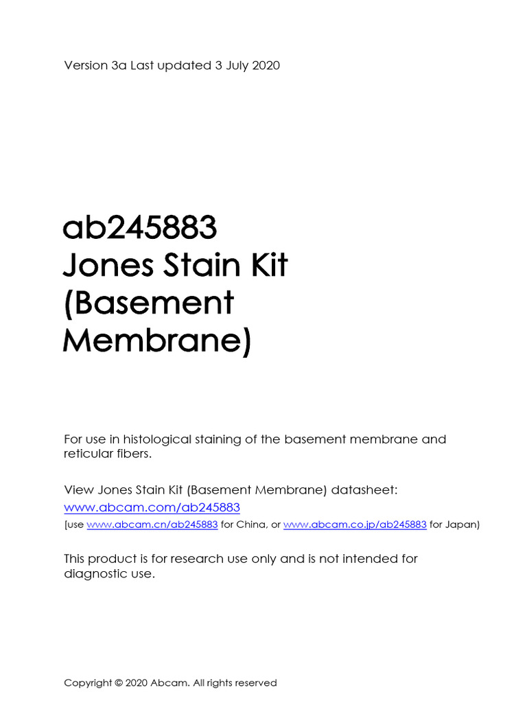 Jones Stain Kit for Basement Membrane | PDF | Staining | Kidney
