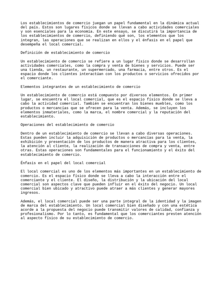 Definición de establecimiento de comercio | PDF | Ventas | Comercio