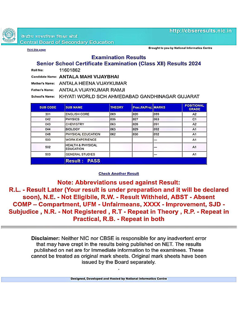 12 TH Result Sheet | PDF