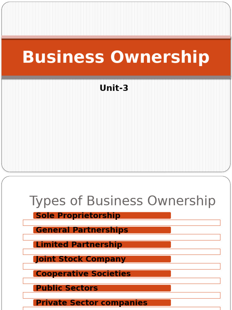 Unit-3 Business Ownership | PDF | Partnership | Sole Proprietorship