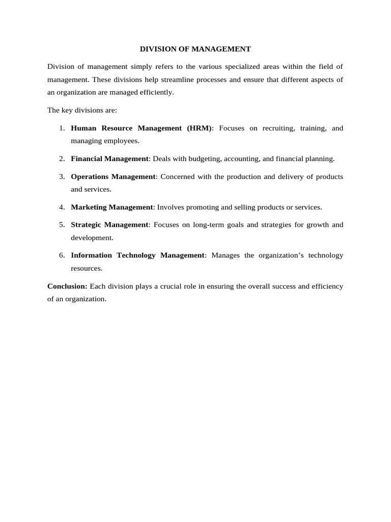 Division of Management | PDF