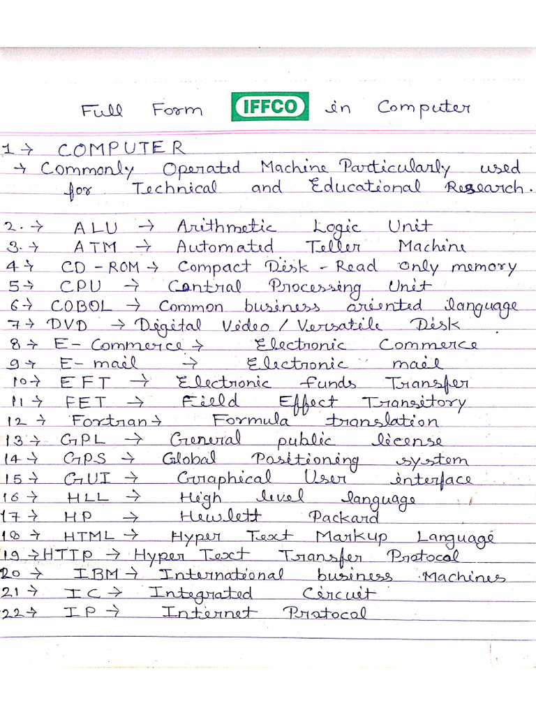 Full Form of Computer 5,6,7,8 | PDF