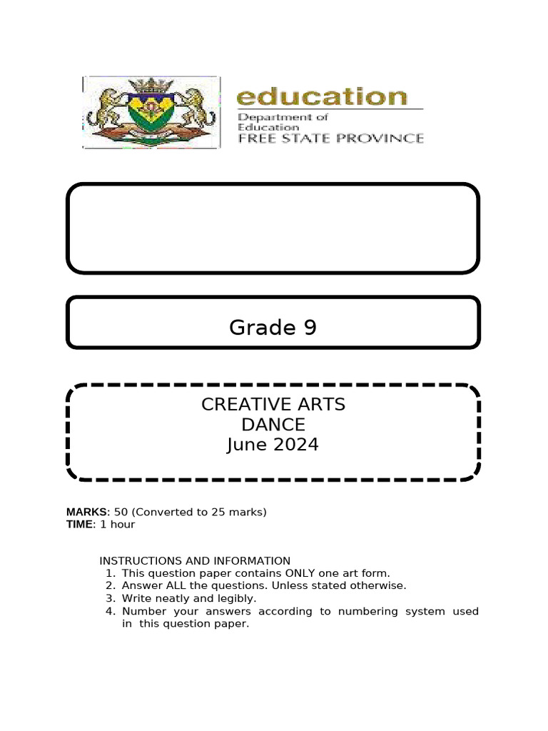 Grade 9 Dance Exam Paper 2024 | PDF | Dances | Performing Arts