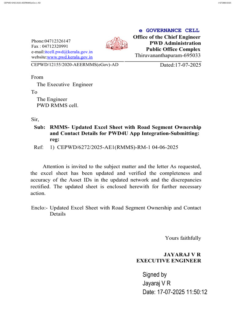 Updated Excel Sheet With Road Segment Ownership | PDF