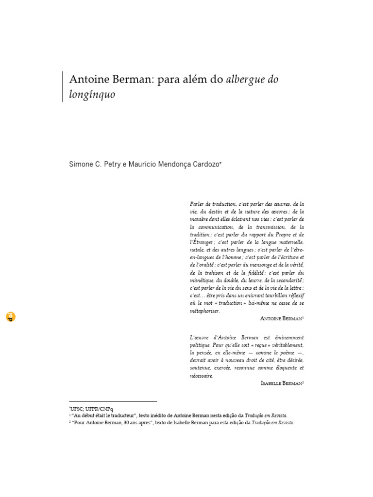 Petry, Simone Cardozo, Mauricio - Antoine Berman para Além Do Albergue ...