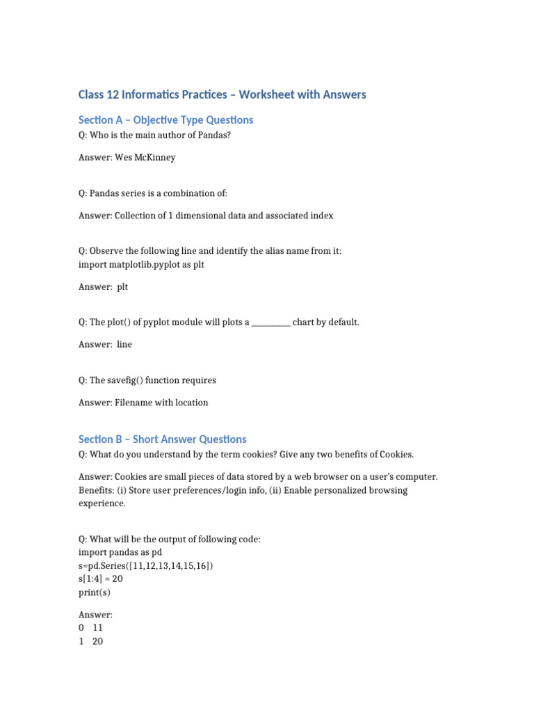 Worksheet1 With AnswersTerm 1 | PDF