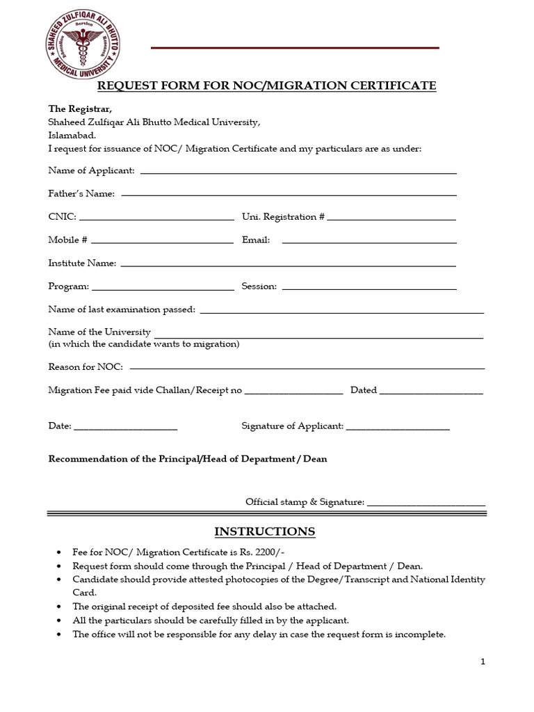 Migration Noc Form | PDF