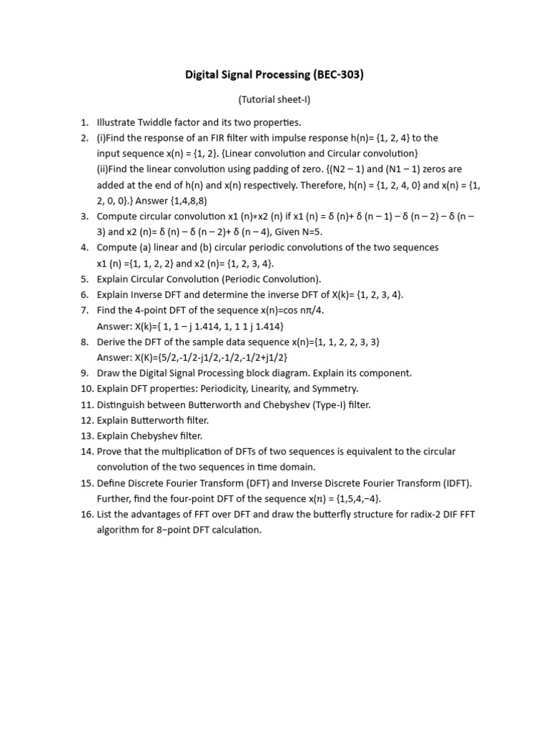 Digital Signal Processing (BEC-303) | PDF