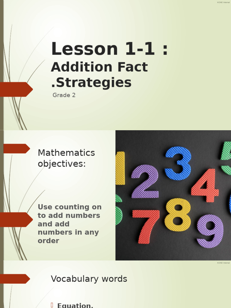 Lesson 1-1 Addition Fact Strategies | PDF