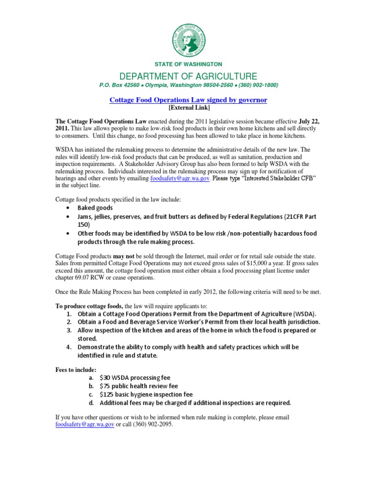 Cottage Food Operations Rule | PDF | Rulemaking | Fruit Preserves