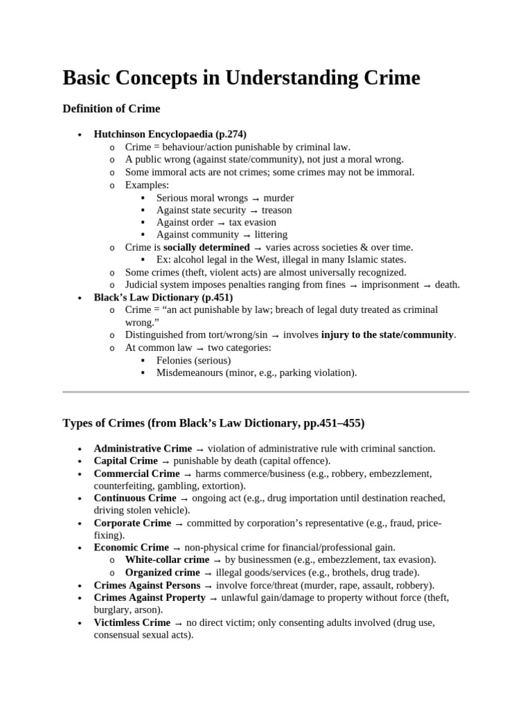 Understanding Crime and Its Definitions | PDF | Crimes | Crime & Violence