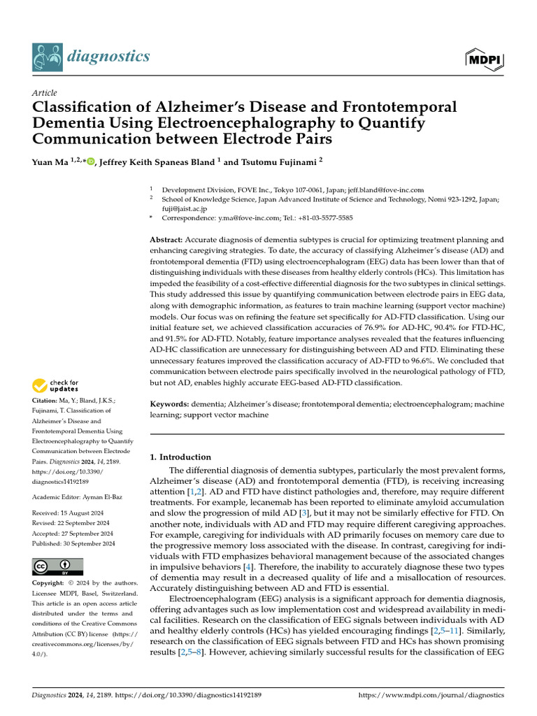 Classification of Alzheimer' | PDF | Electroencephalography | Cross ...