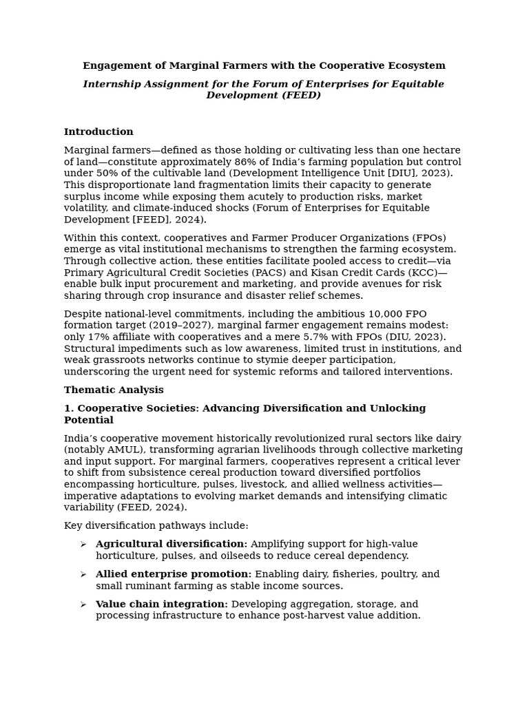 Empowering Marginal Farmers through Cooperatives | PDF | Agriculture ...