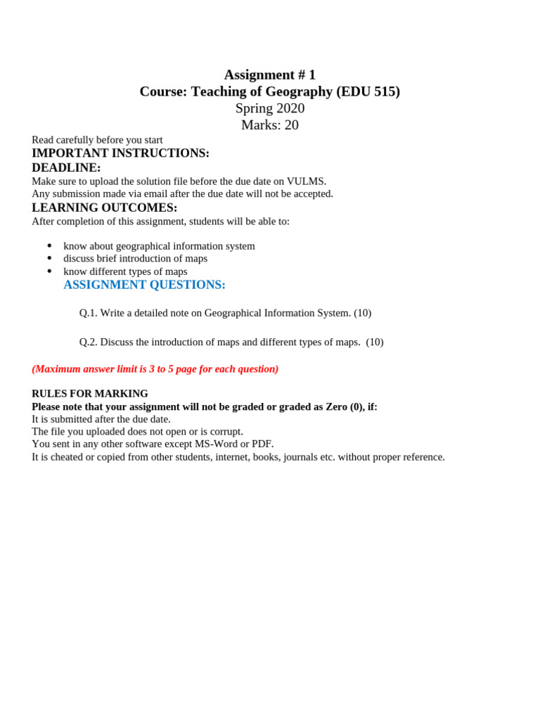 Geography Assignment Guidelines EDU 515 | PDF
