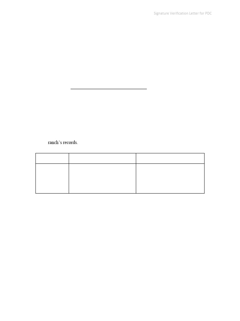 PDC Signature Verification Request Letter | PDF