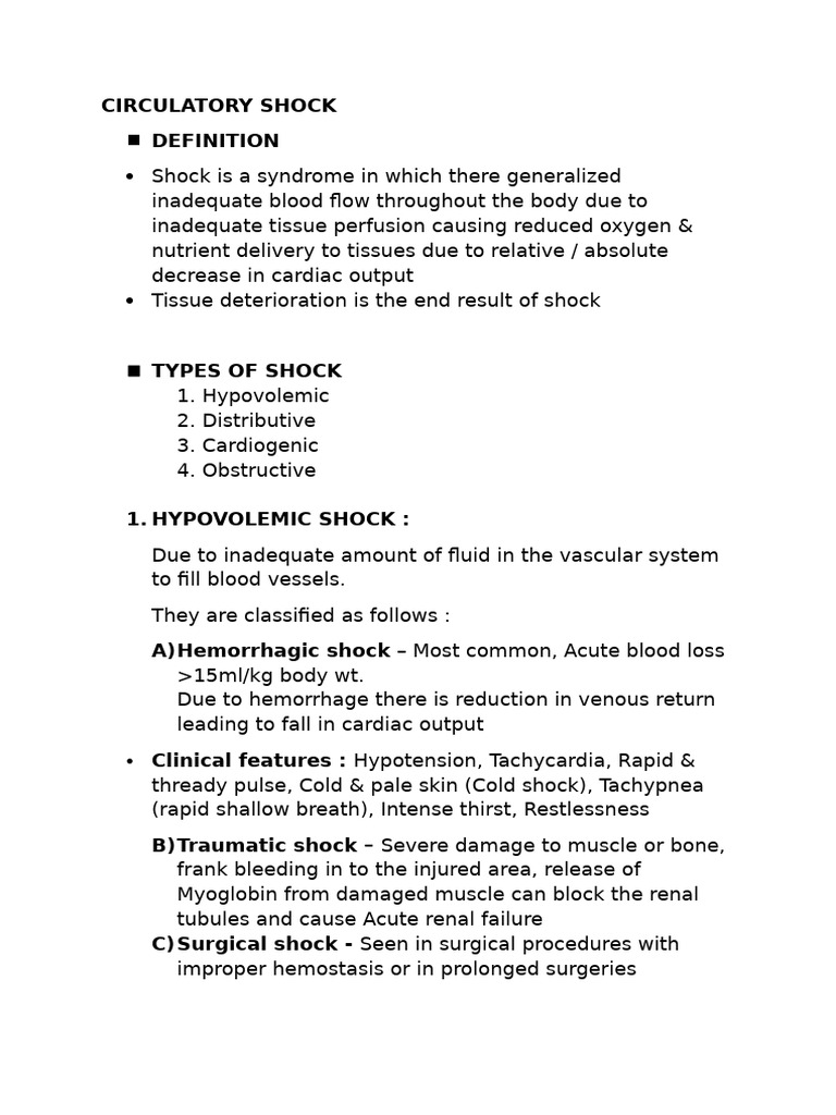 Types and Management of Circulatory Shock | PDF | Shock (Circulatory ...