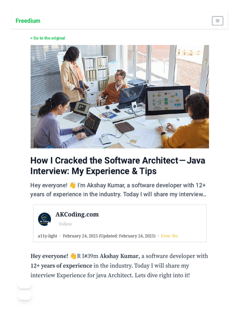 How I Cracked The Software Architect - Java Interview - My Experience & Tips | PDF