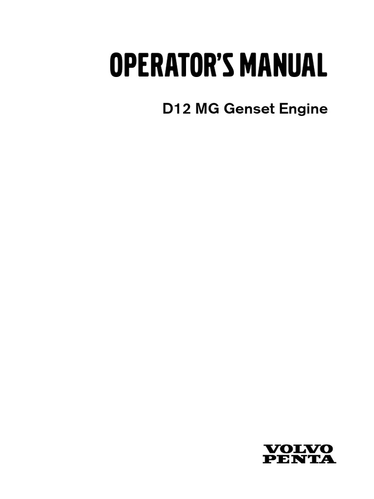 Volvo Penta D12 MG Genset Manual | PDF | Engines | Mechanical Engineering