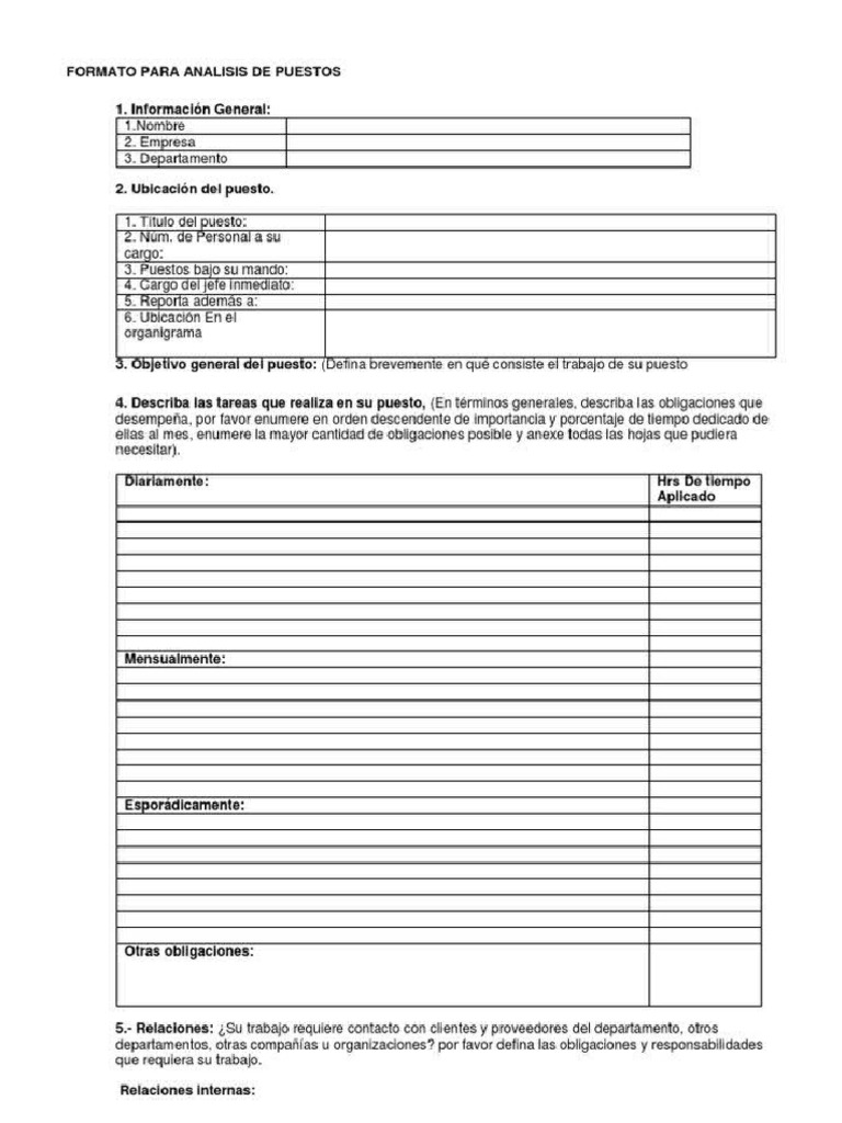 Tarea 3 Formatos de Analisis y Descripción de Puestos | PDF