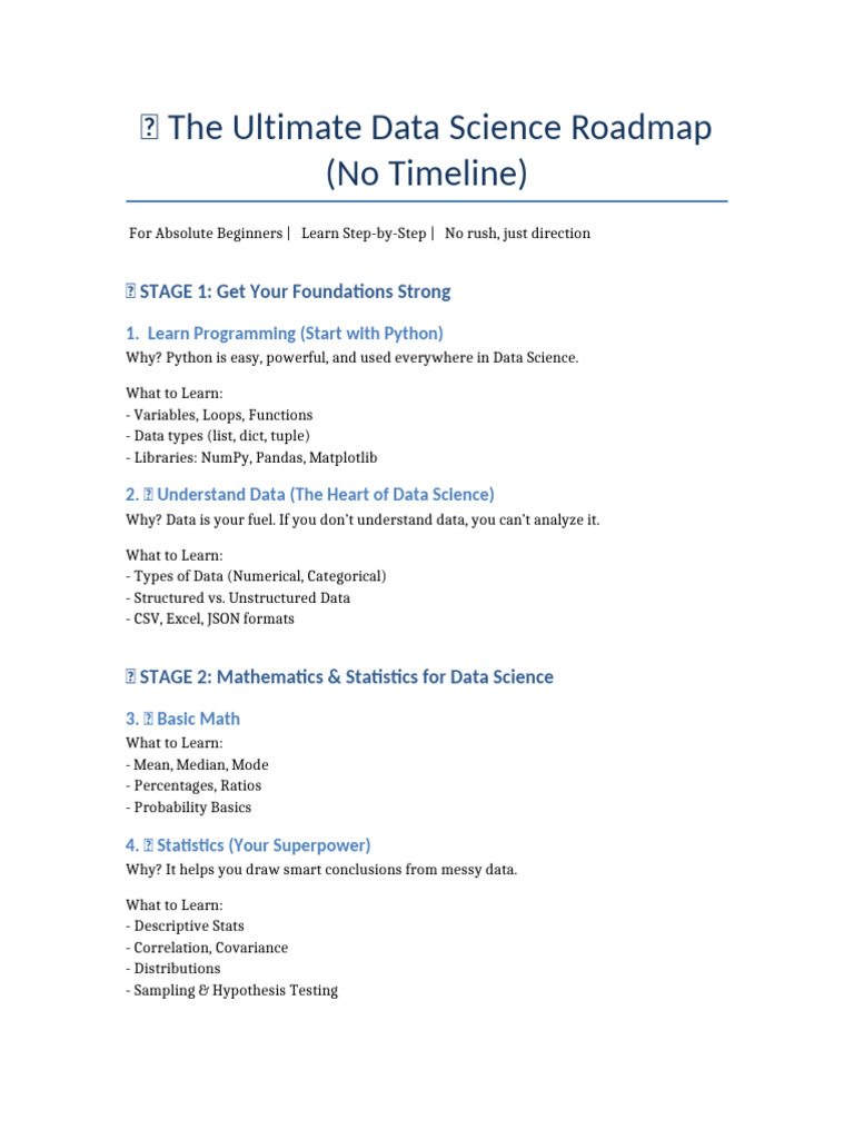 Data Science Roadmap Wajid | PDF | Statistics | Machine Learning