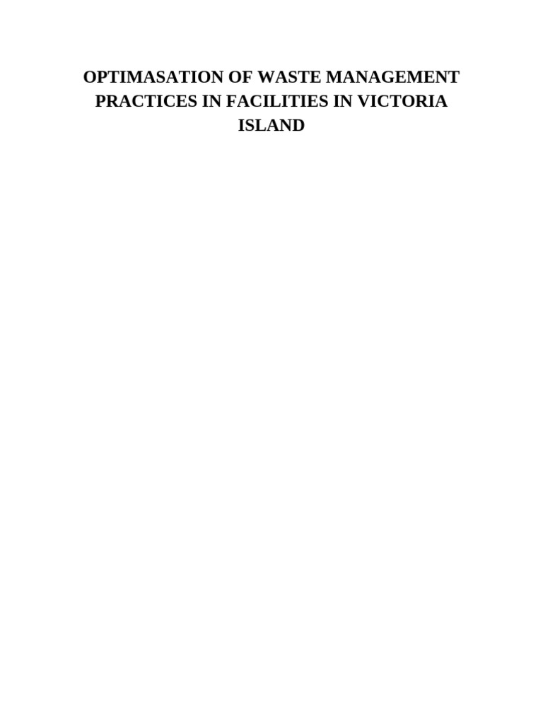 Optimasation of Waste Management Practices in Facilities in Victoria ...