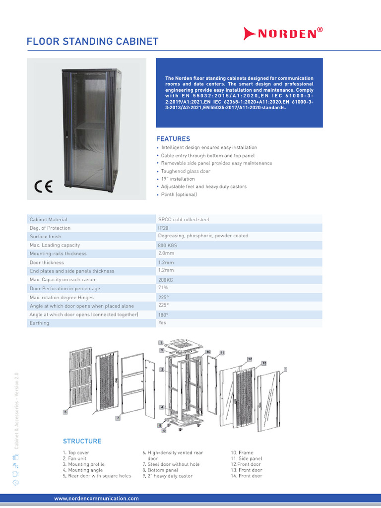 Datasheet 125 Floor Standing Cabinet | PDF | Door | Building Engineering