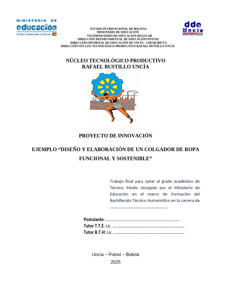 Guia Elaboracion de Proyecto Innovacion BTH - 2025 | PDF | Datos | Enseñando