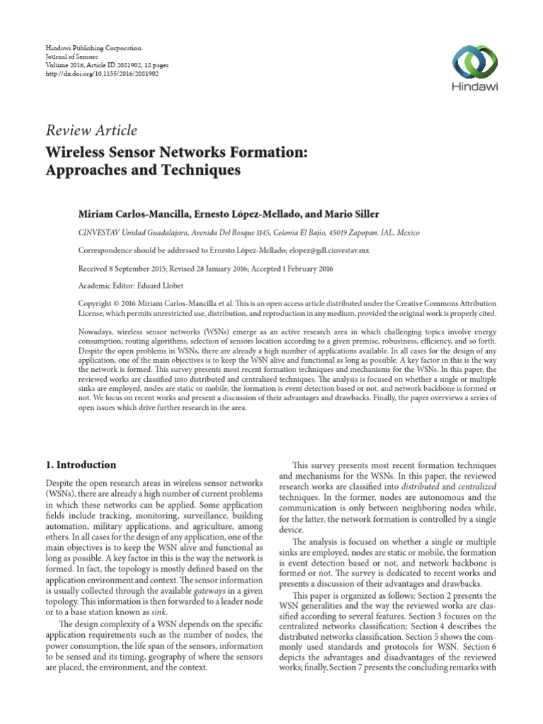 Wireless Sensor Networks Formation | PDF | Wireless Sensor Network | Computer Network