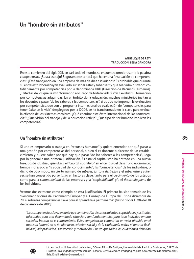Un Hombre Sin Atributos Angelique de Rey | PDF | Recursos humanos | Conocimiento