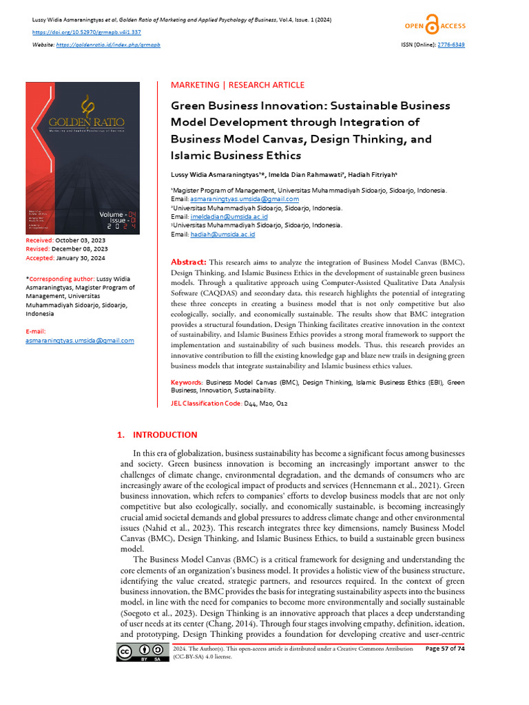 Green Business Innovation - Sustainable Business Model Development ...