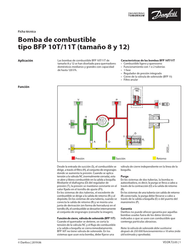 Bombas de combustible BFP 10T/11T: Ficha técnica | PDF | Filtración | Bomba