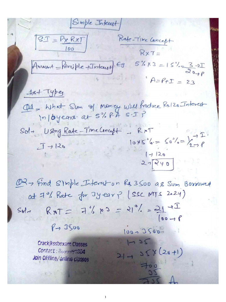 Simple Interest Notes | PDF