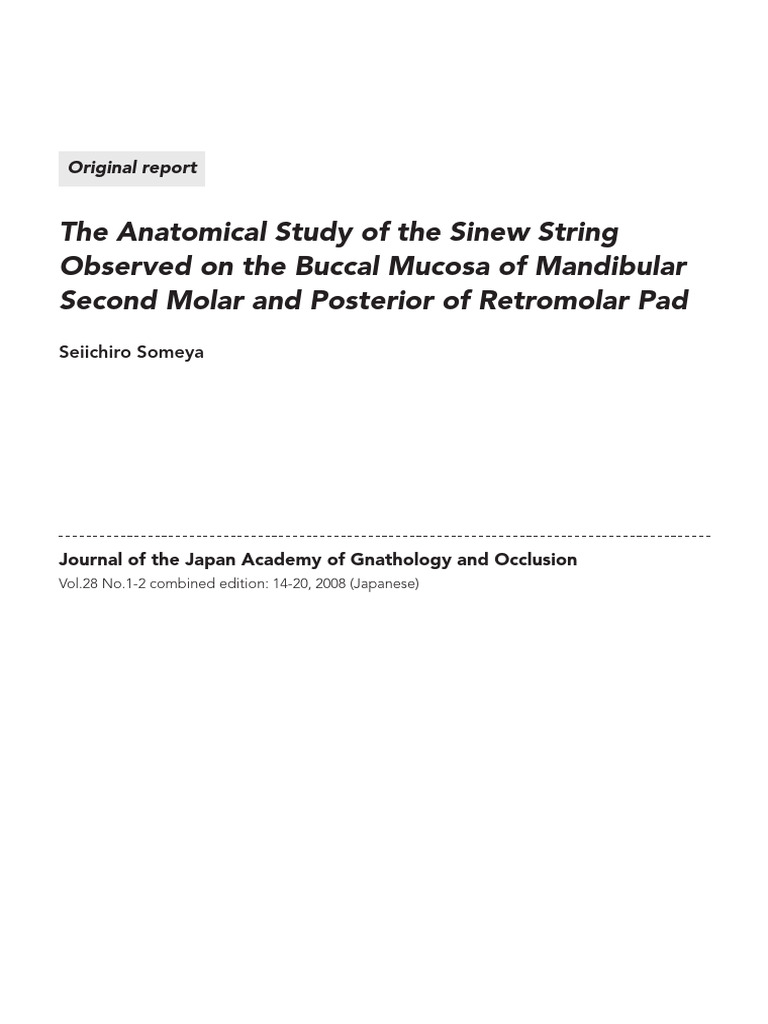 Anatomical Study of Someya Sinew String | PDF | Mouth | Tongue