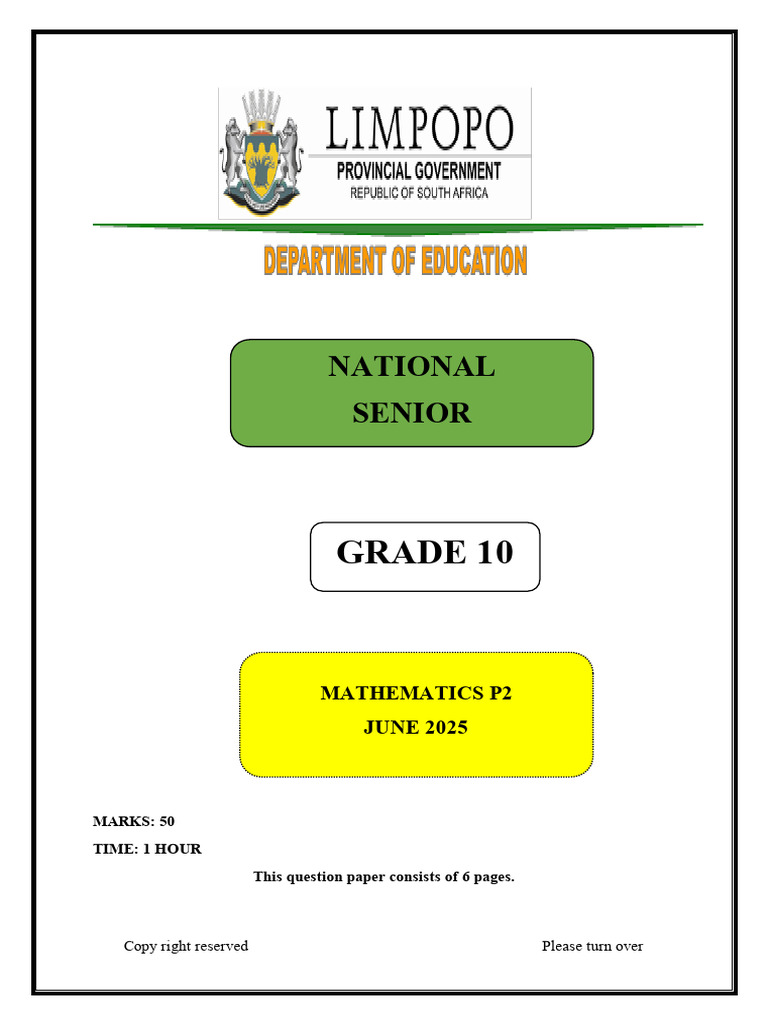 Math p2 GRD 10 June 2025 QP | PDF