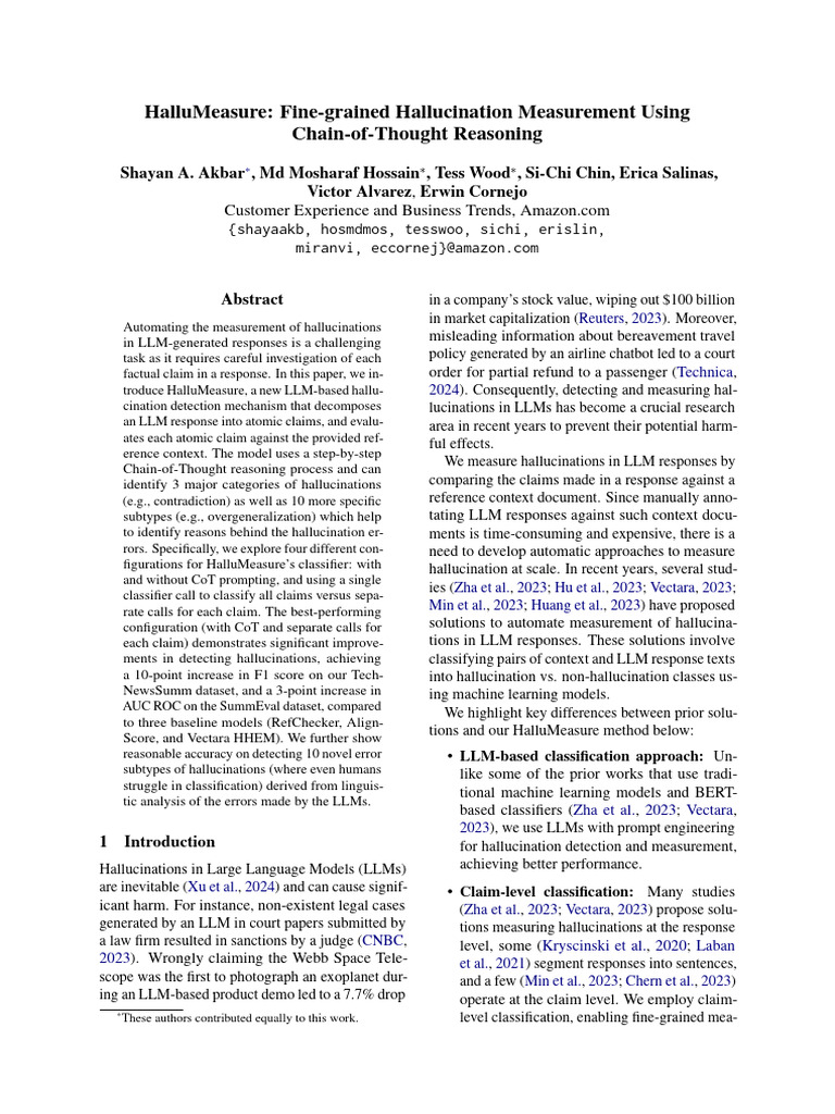 Hallumeasure Fine Grained Hallucination Measurement Using Chain of ...